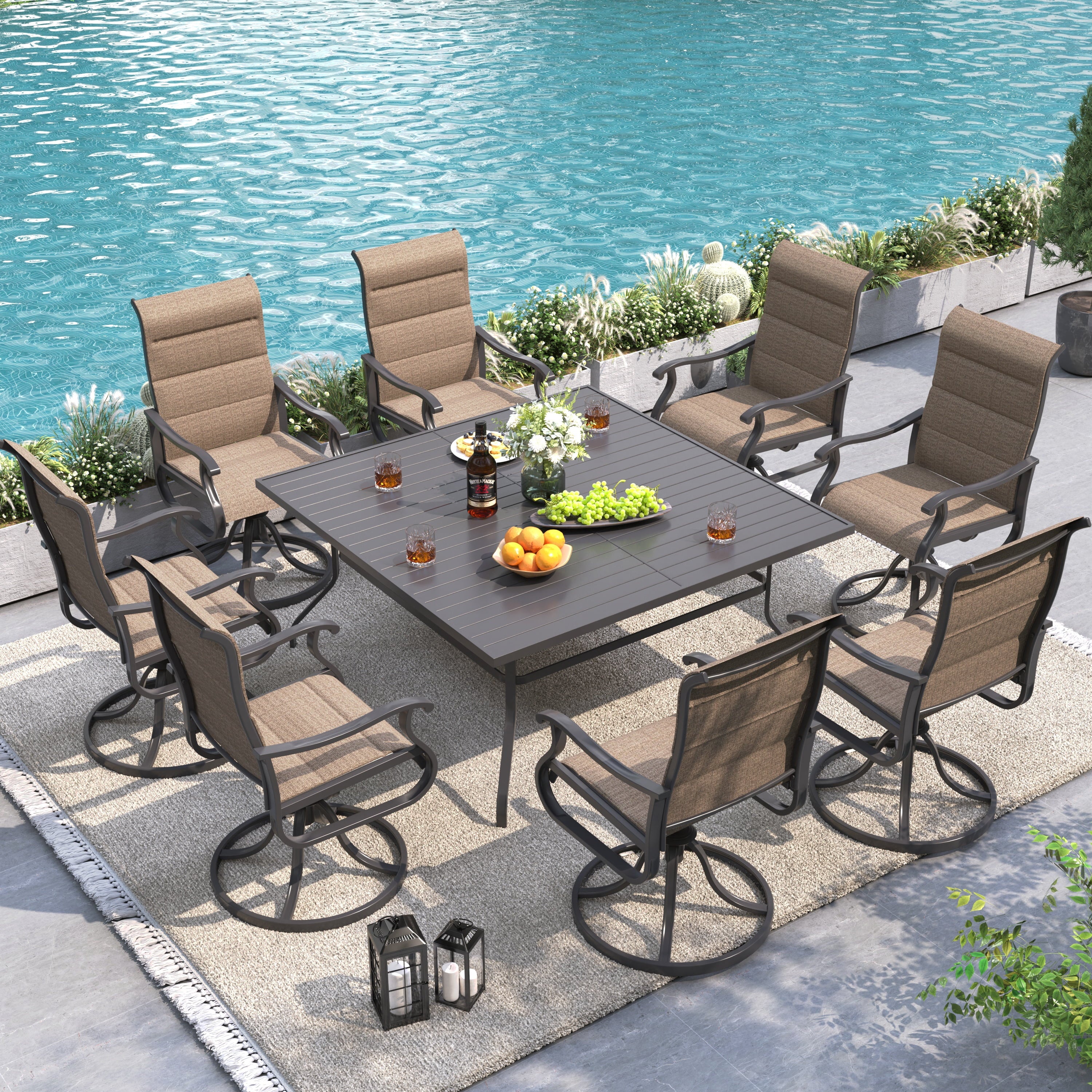 UDPATIO Patio Swivel Dining Chairs Set of 8, Outdoor Swivel Chairs Hig